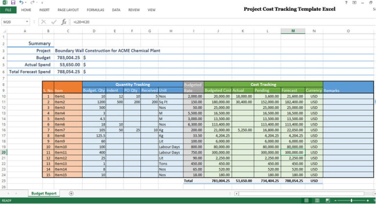 Download Project Cost Tracking Template Excel | PMITOOLS
